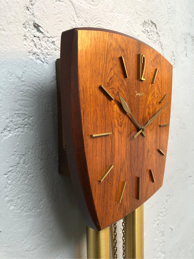 Vintage Junghans Pendulum Wall Clock in Hardwood Veneer from the 1960s ...