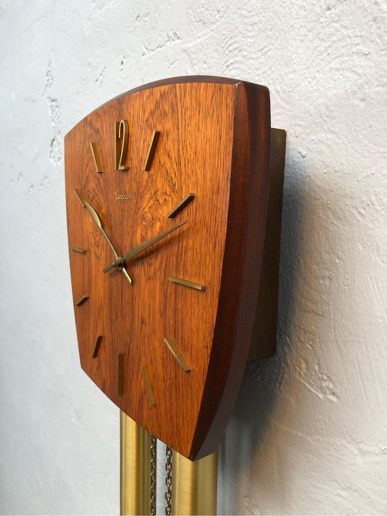 Vintage Junghans Pendulum Wall Clock in Hardwood Veneer from the 1960s ...
