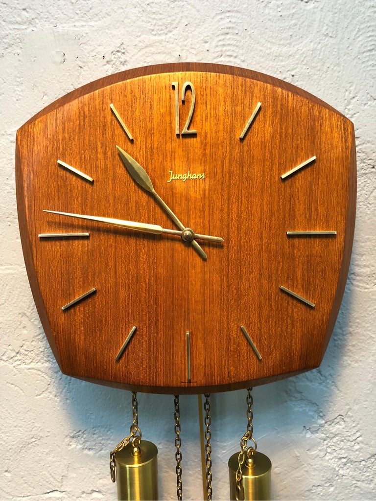 Vintage Junghans Pendulum Wall Clock in Teak Veneer from the 1960s at ...