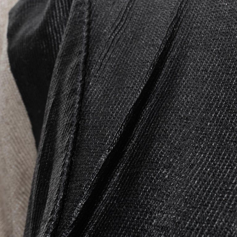 vintage JUNYA WATANABE 1998 grey linen black lacquered front sweater ...