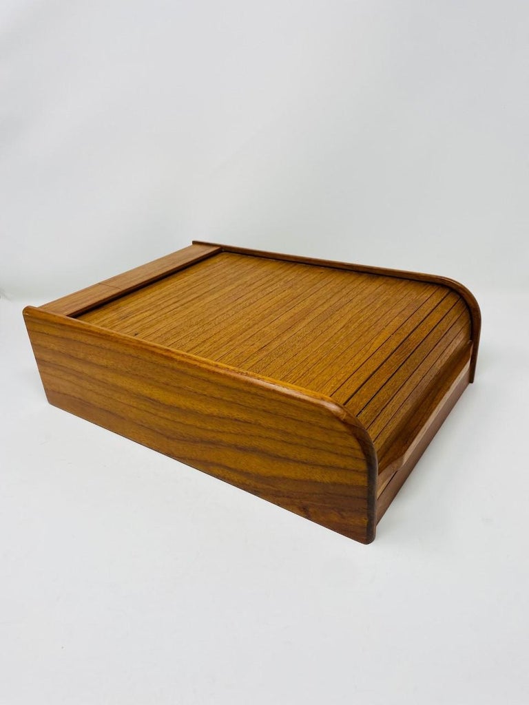 Vintage Kalmar Teak Tambour Box Desk Organizer, 1970s For Sale at 1stDibs