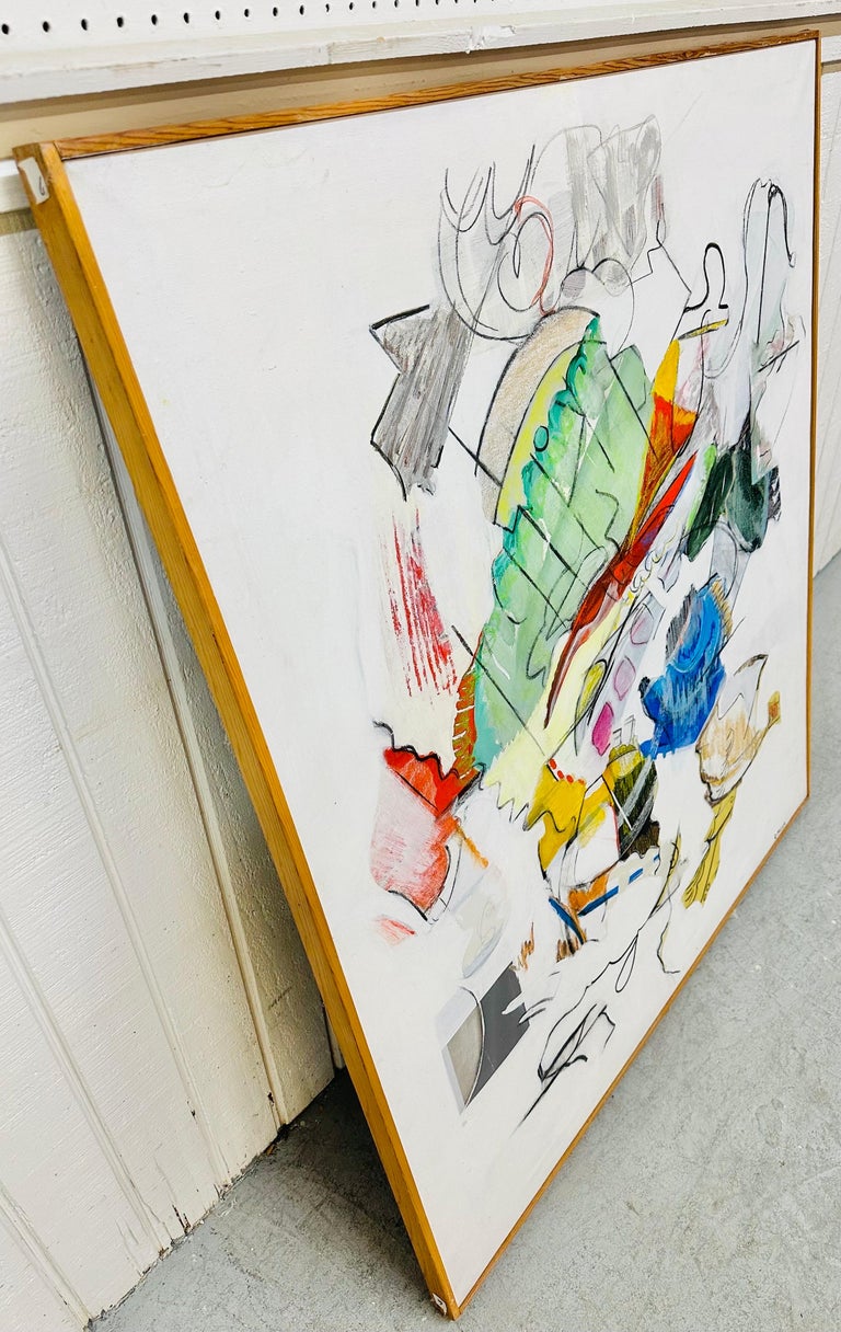 Vintage Kandinsky Style Abstract Painting Signed E. Miller For Sale at ...