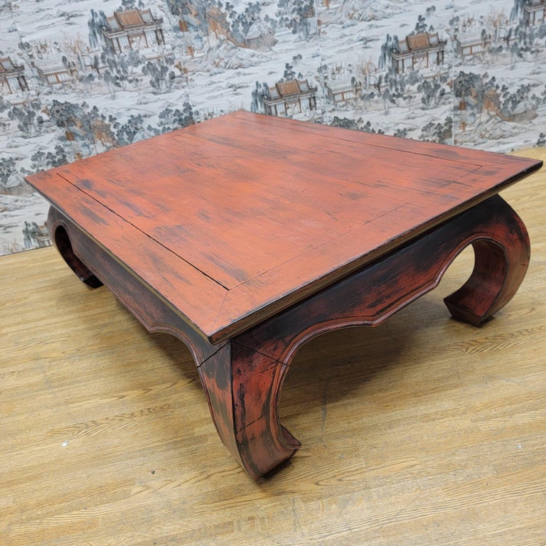 Vintage Kang Style Chinese Teakwood Red Lacquer Coffee Table For Sale ...