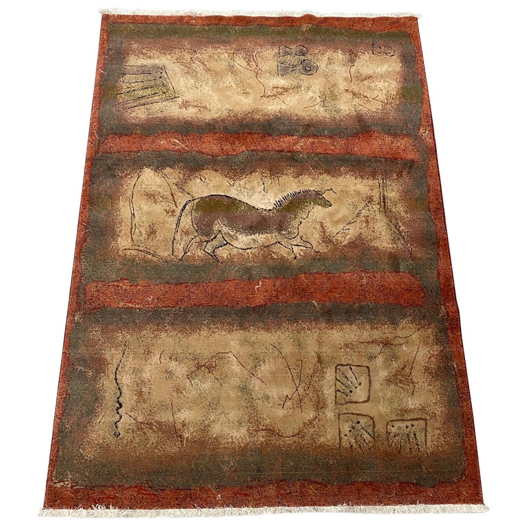 Vintage Karastan "Lascaux - Paleolithic Cave Drawing" Wool Rug, circa ...