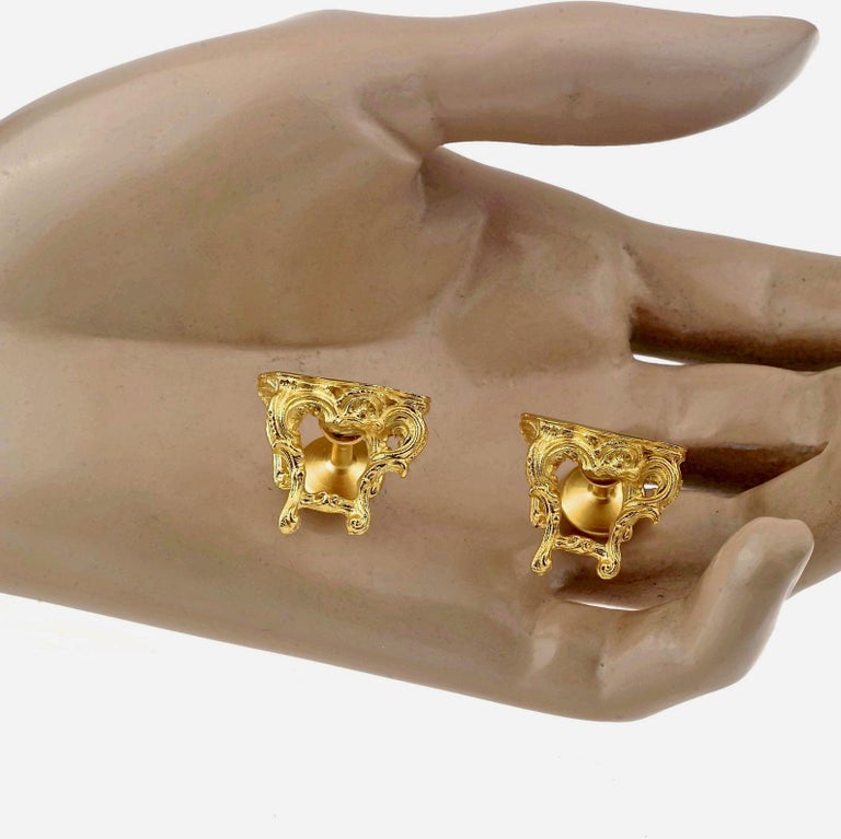 Vintage KARL LAGERFELD Baroque Table Cuff Links For Sale at 1stDibs