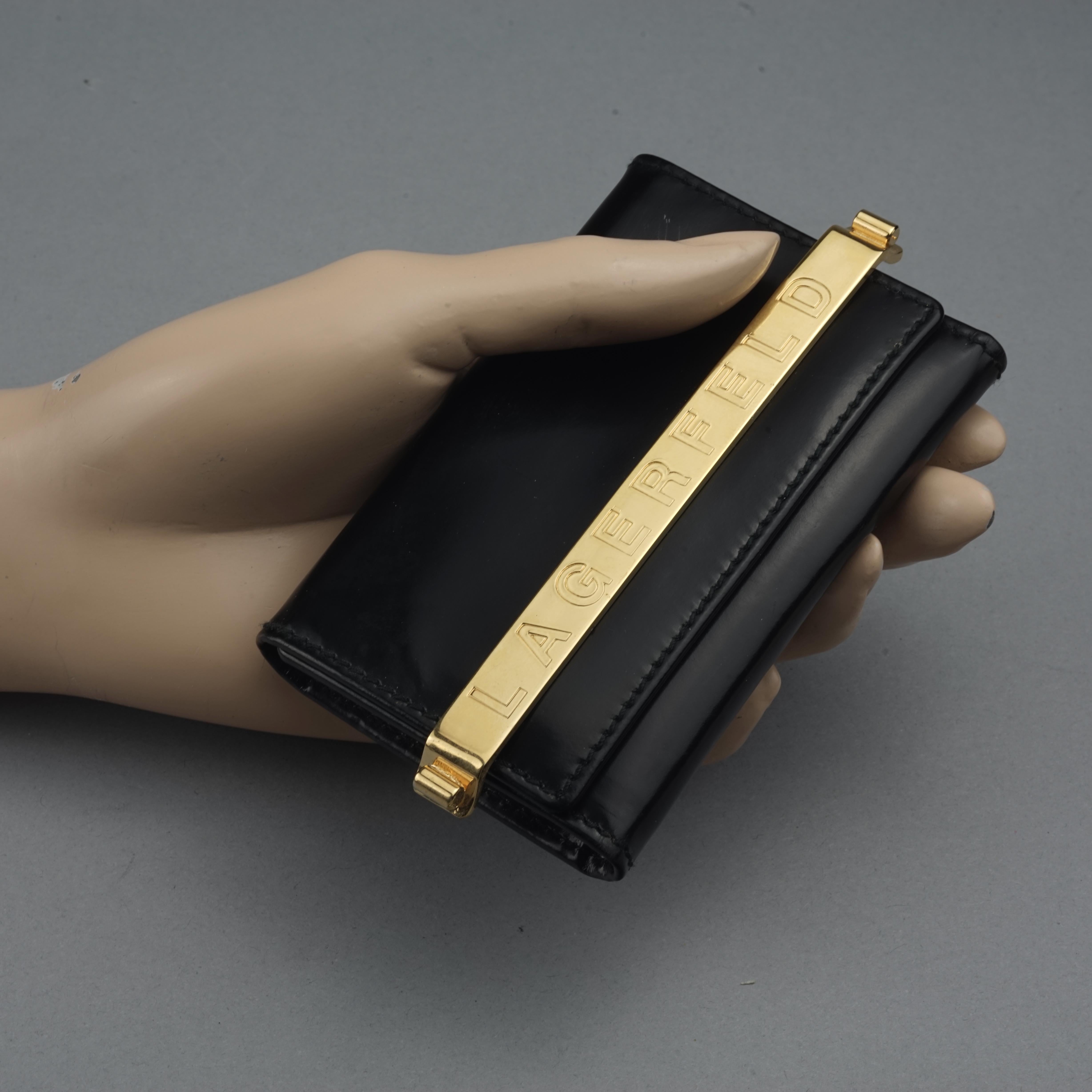 Vintage KARL LAGERFELD Gold Logo Black Patent Leather Key Holder Wallet ...