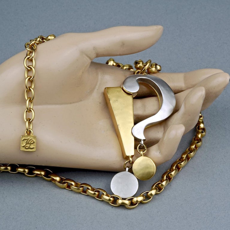 Vintage KARL LAGERFELD Interrobang Question Mark Necklace at 1stDibs ...