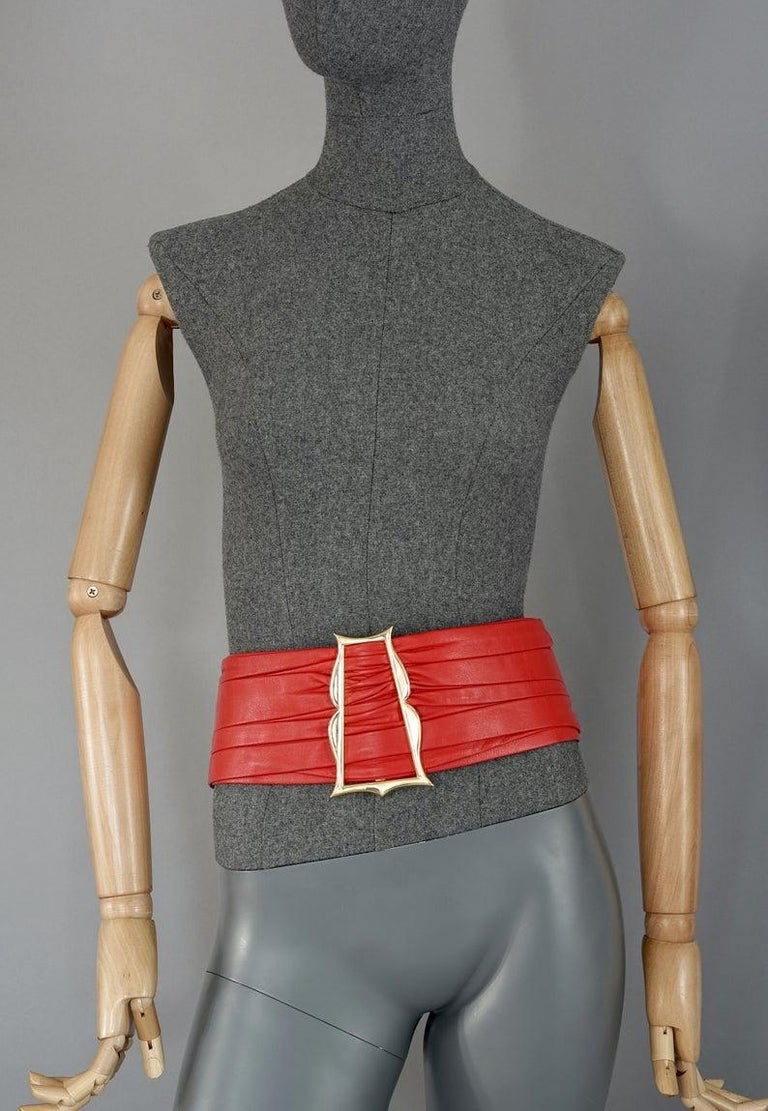 Vintage KARL LAGERFELD Red Wide Obi Leather Belt For Sale at 1stDibs ...