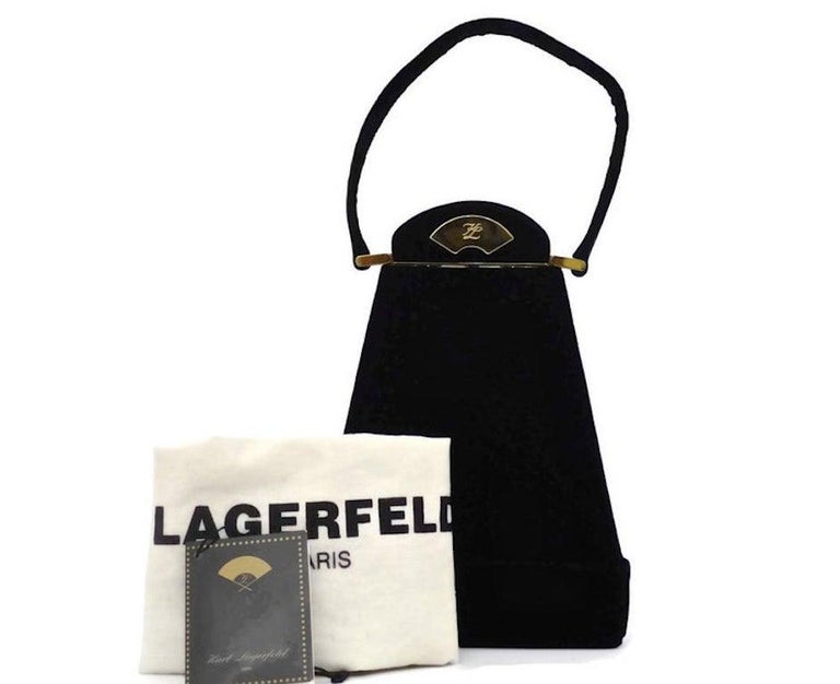 Vintage KARL LAGERFELD Trapezoid Velvet Box Hand Bag at 1stDibs ...