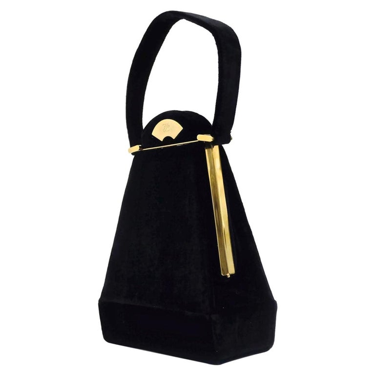 Vintage KARL LAGERFELD Trapezoid Velvet Box Hand Bag at 1stDibs ...