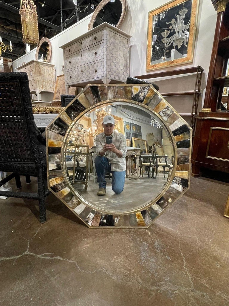 Vintage Karl Springer Style Horn Mirror For Sale at 1stDibs