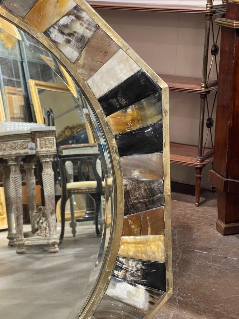 Vintage Karl Springer Style Horn Mirror For Sale at 1stDibs