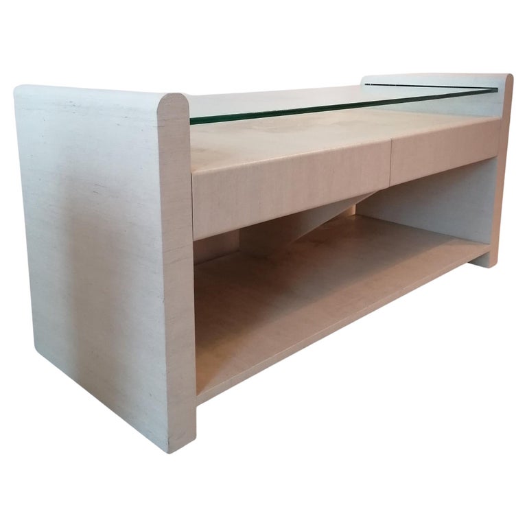 Vintage Karl Springer Style Lacquered Grasscloth Console / Tv or Media ...