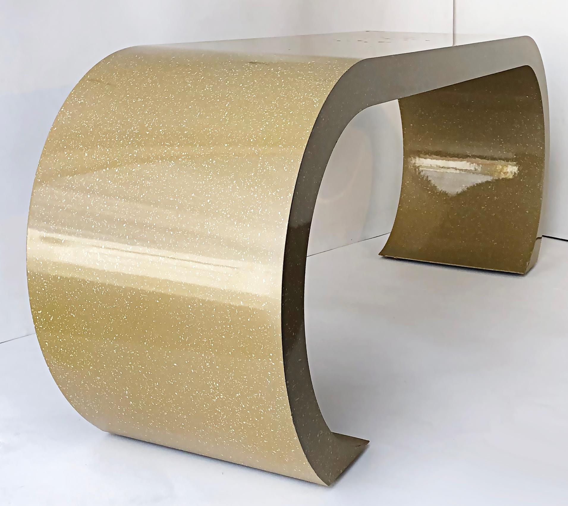 Vintage Karl Springer Style Laminate Console Sofa Table, Gold Finish ...