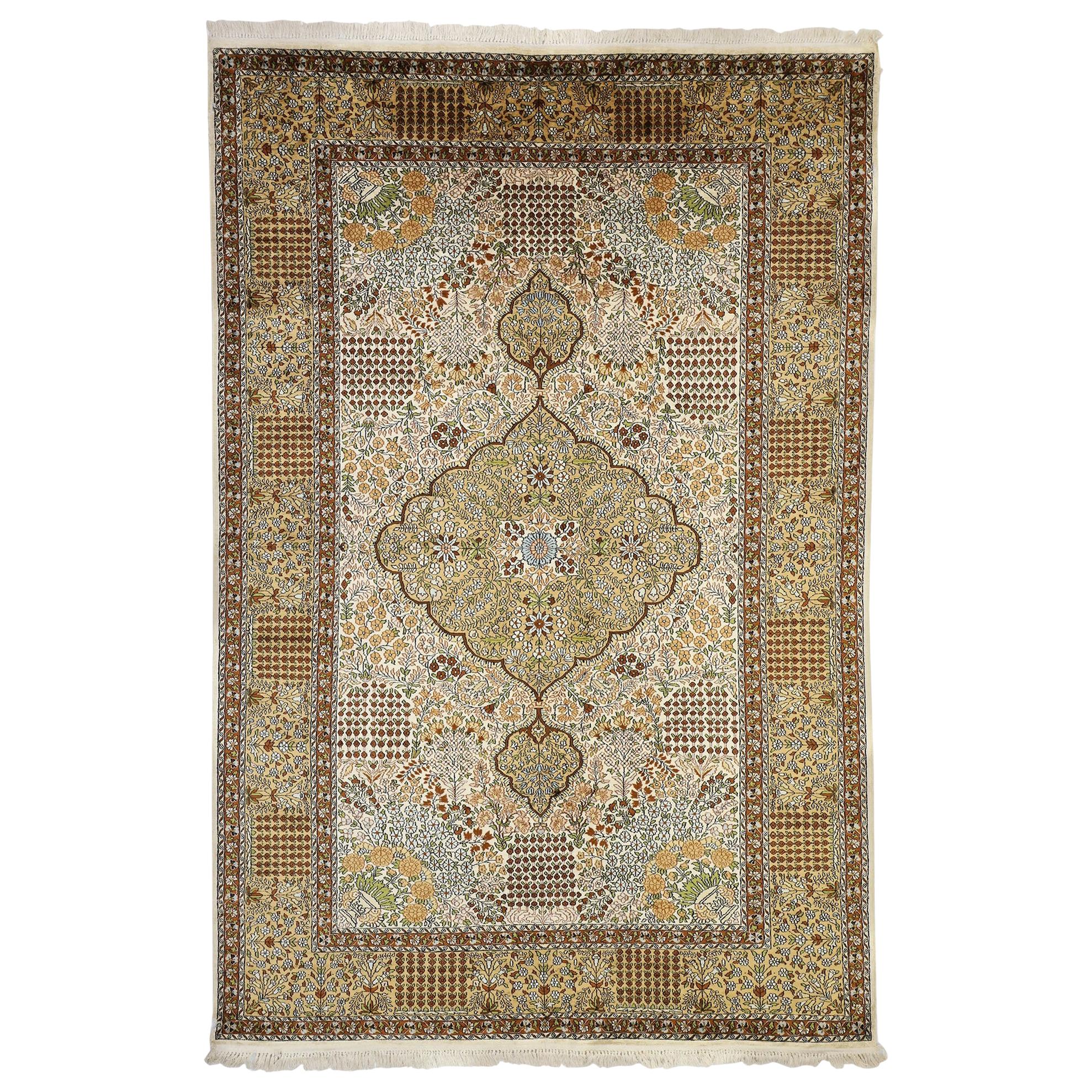 Vintage Yellow Persian Style Rug with English Country Cottage and ...