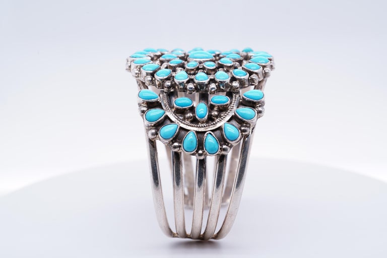 Vintage Kathleen Chavez, Navajo, Sleeping Beauty Sterling Cuff w/ Blue ...