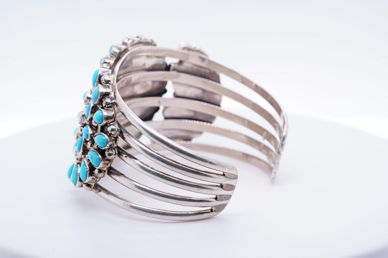 Vintage Kathleen Chavez, Navajo, Sleeping Beauty Sterling Cuff w/ Blue ...