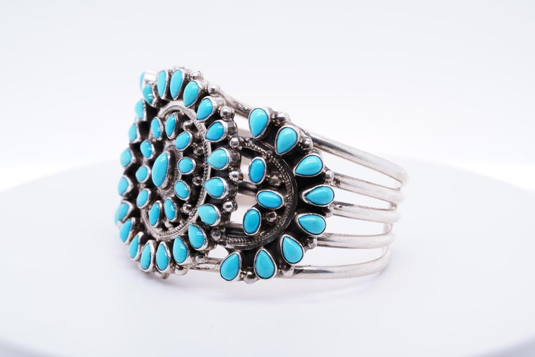 Vintage Kathleen Chavez, Navajo, Sleeping Beauty Sterling Cuff w/ Blue ...