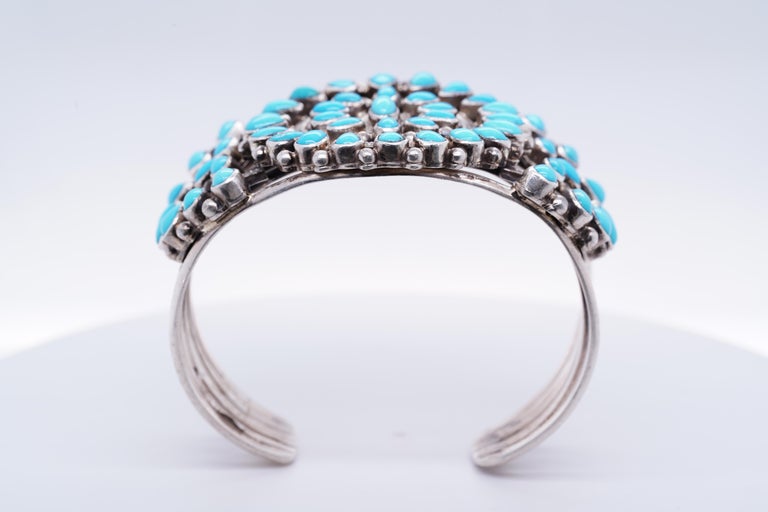 Vintage Kathleen Chavez, Navajo, Sleeping Beauty Sterling Cuff w/ Blue ...