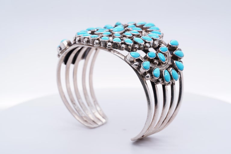 Vintage Kathleen Chavez, Navajo, Sleeping Beauty Sterling Cuff w/ Blue ...