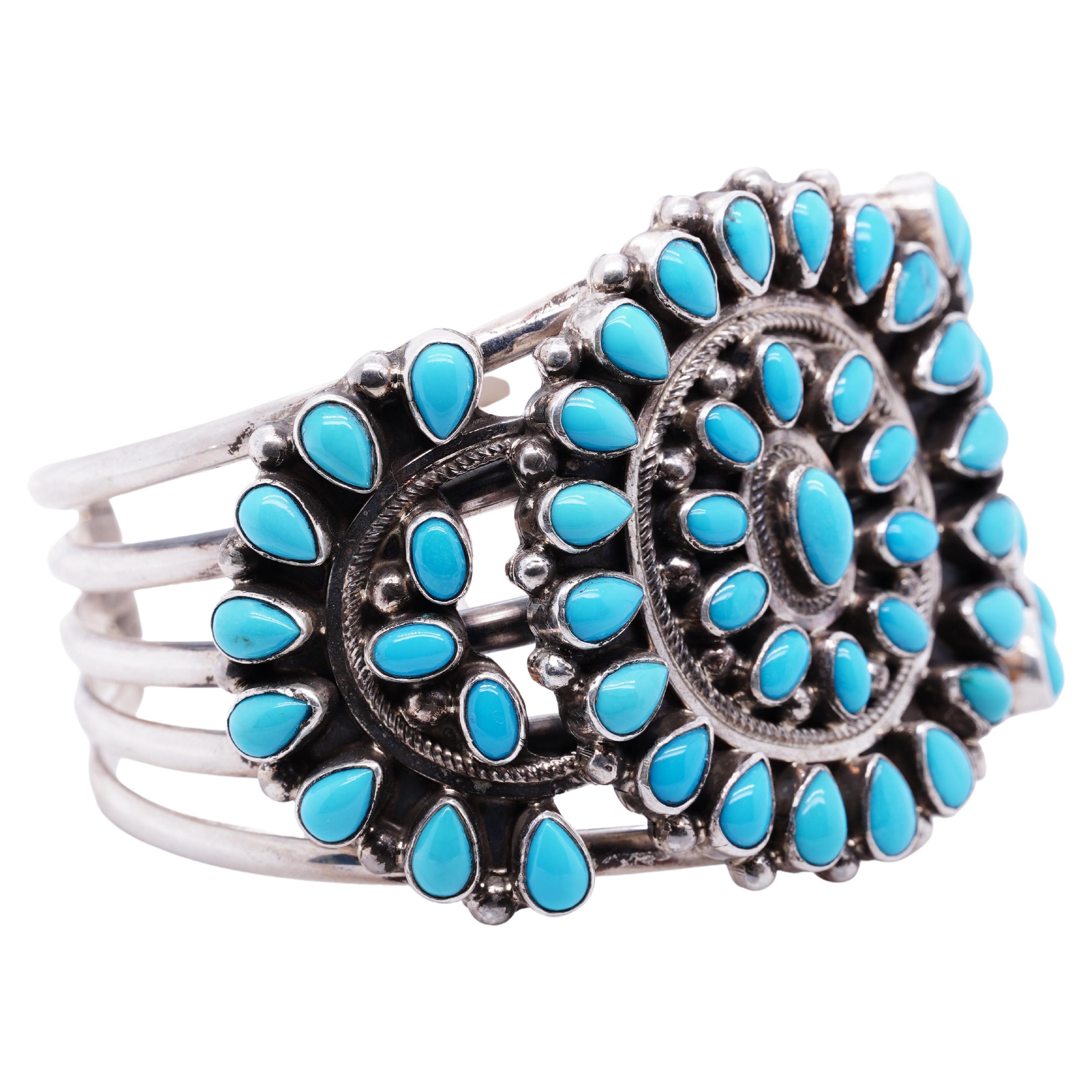 Bobby Johnson Sleeping Beauty Vintage Navajo Sterling and Blue ...