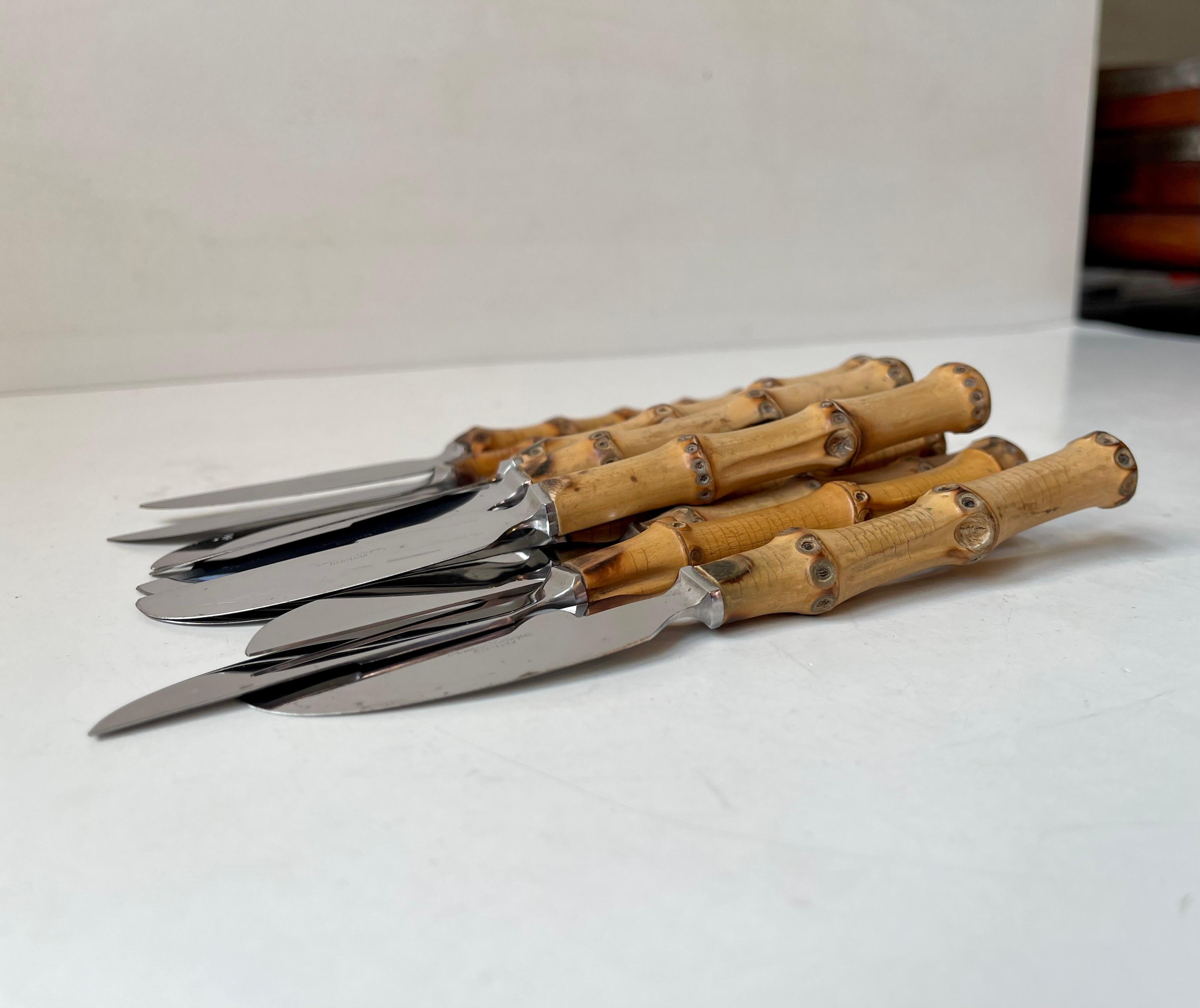 Vintage Kay Bojesen Bamboo Knives for USC Copenhagen, 1950s, Set of 12 For Sale at 1stDibs