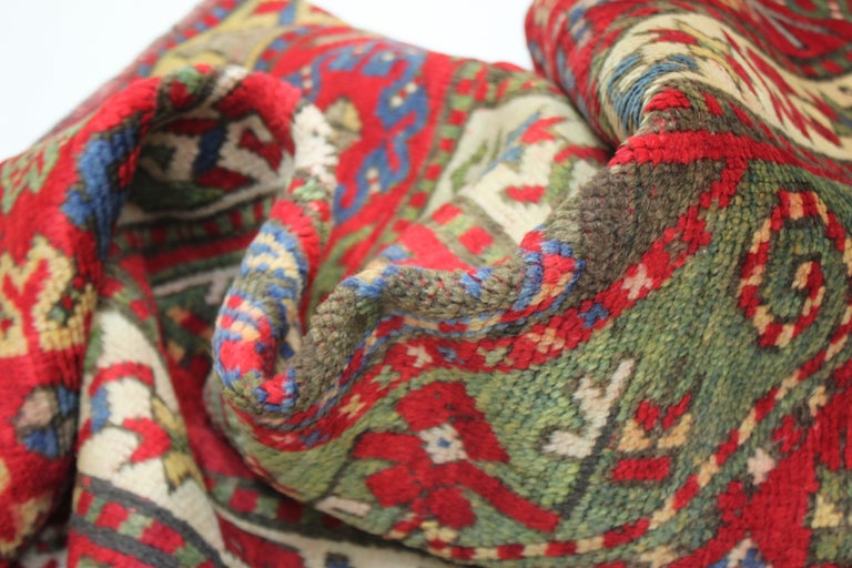 Vintage Kazak Rug, Handwoven with Tribal and Floral Pattern and Deep ...