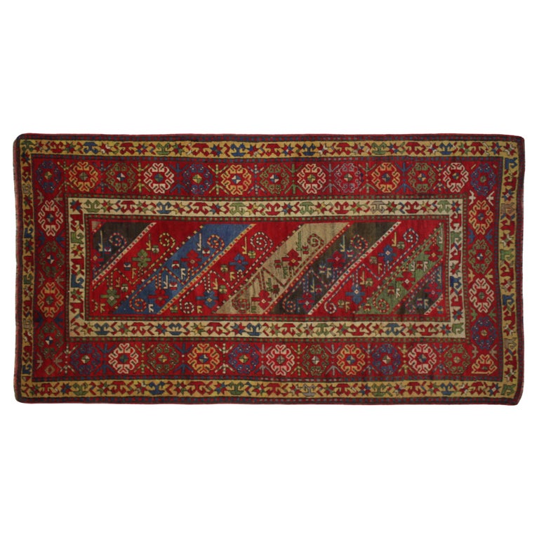 Vintage Kazak Rug, Handwoven with Tribal and Floral Pattern and Deep ...