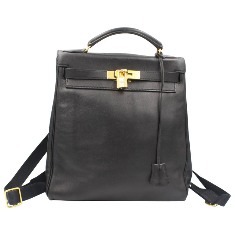Vintage Hermes Kelly Backpack "A dos" en black swift leather at 1stDibs ...