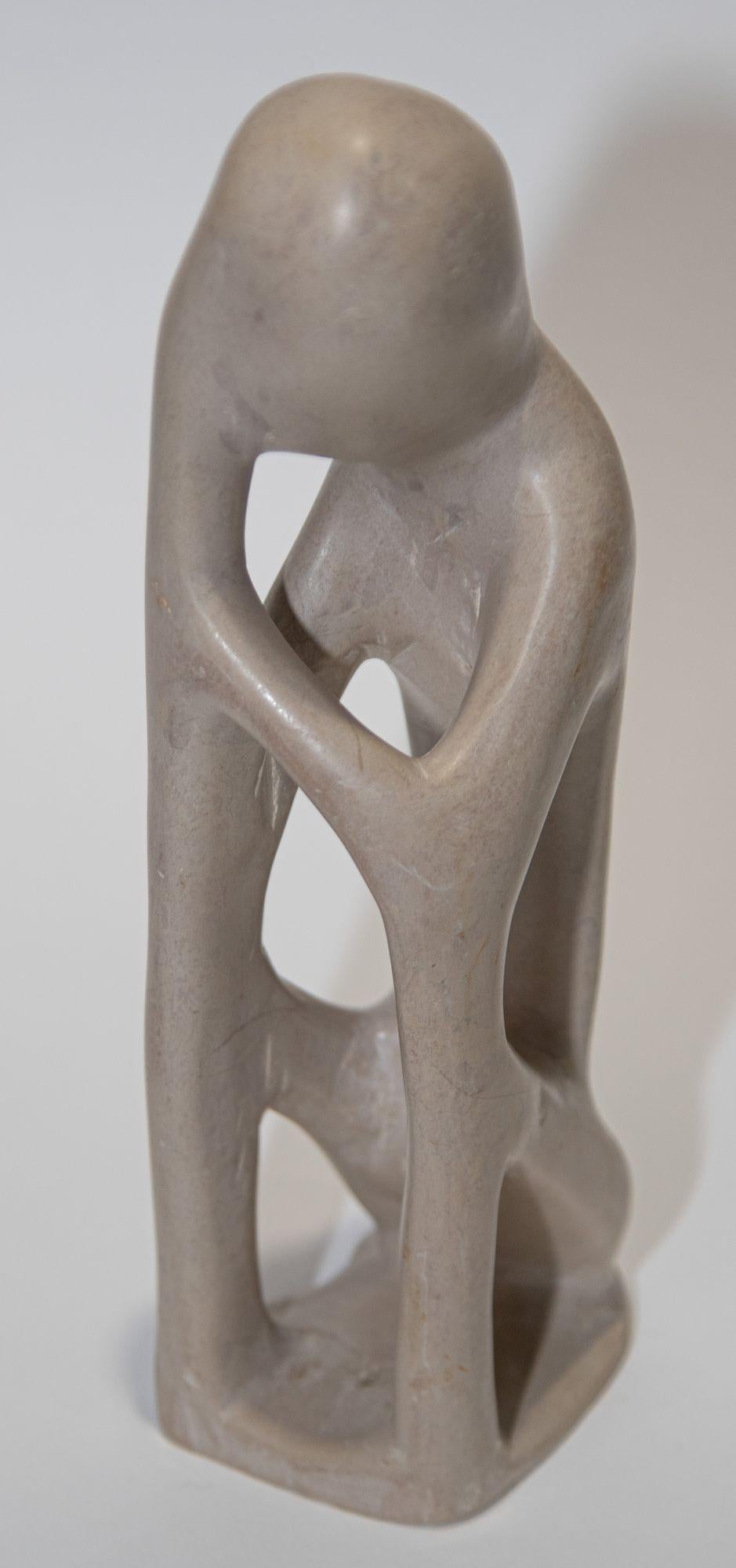 Vintage Kenya Soapstone “Thinking Man” Abstract Sculpture at 1stDibs