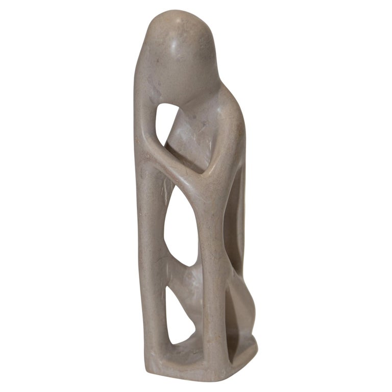 Vintage Kenya Soapstone “Thinking Man” Abstract Sculpture For Sale at ...