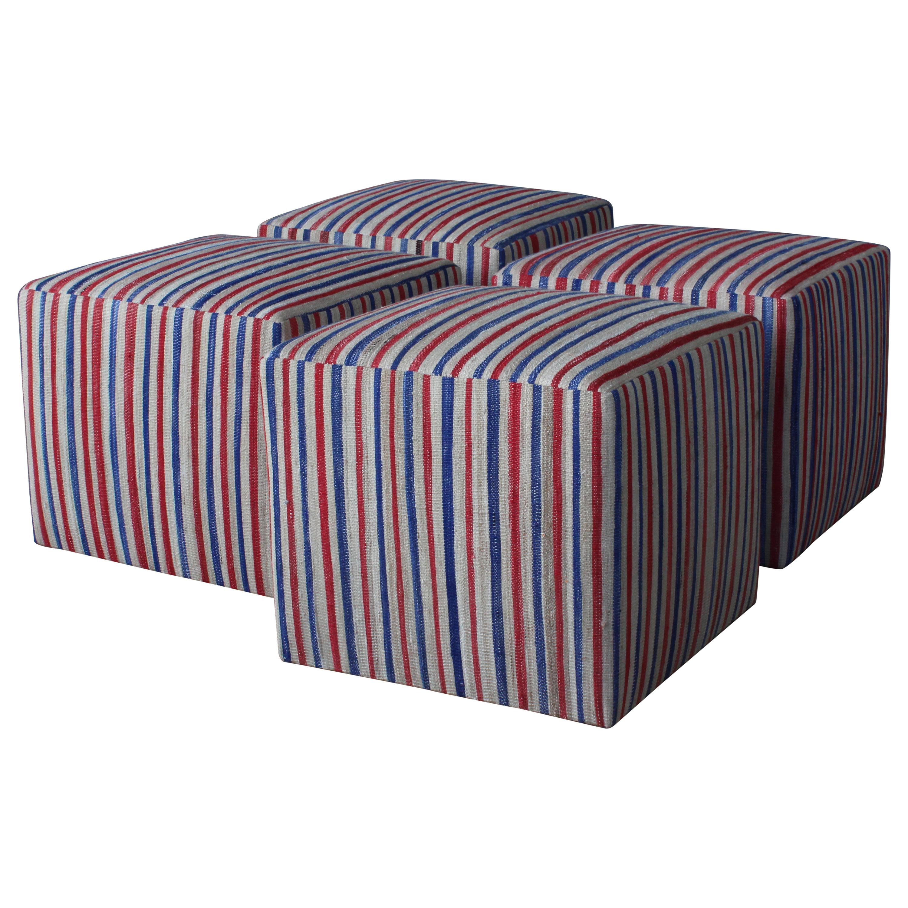 Vintage Kilim Upholstered Stools at 1stDibs