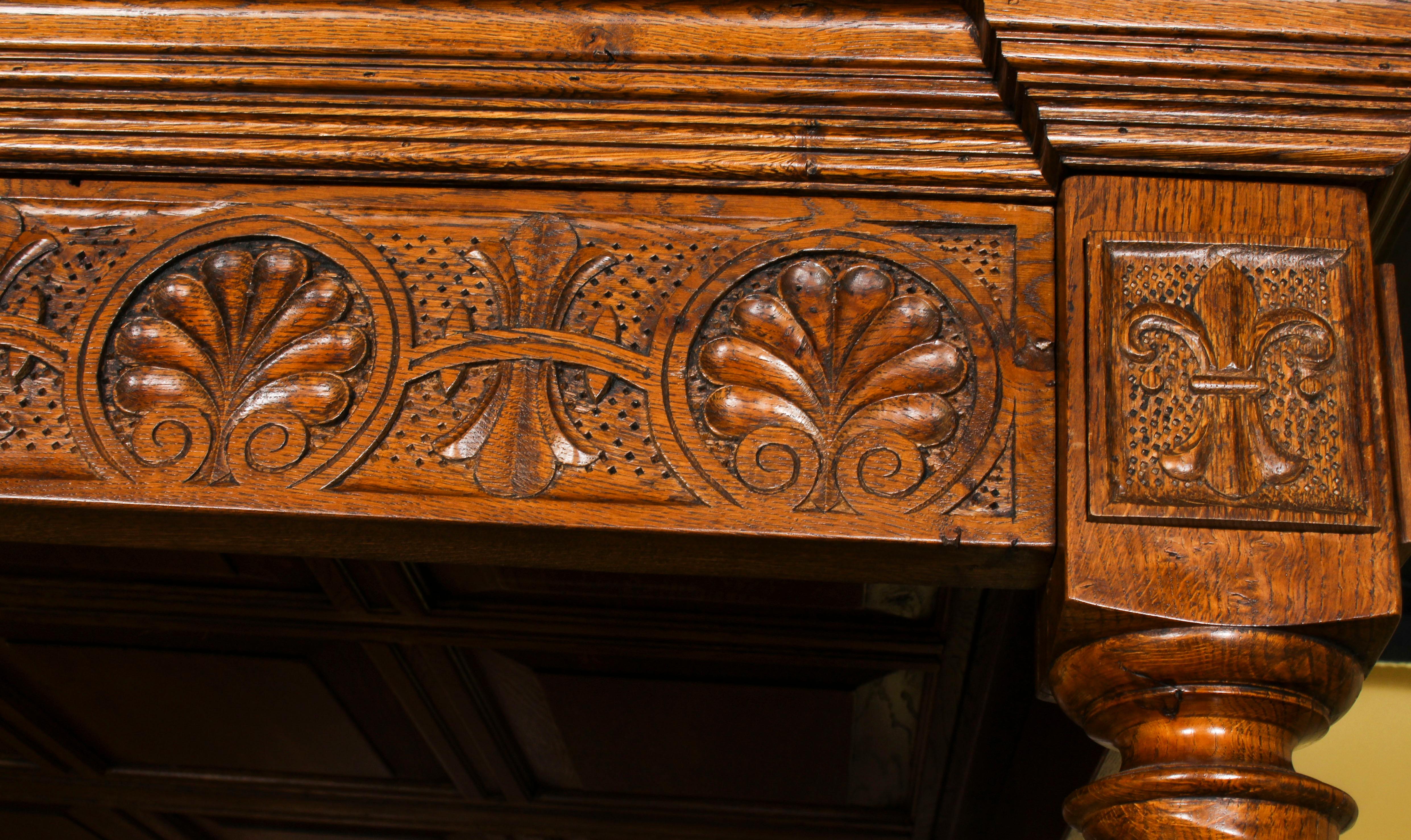 Vintage King Size Jacobean Four-Poster Bed with Canopy, Mid-20th ...