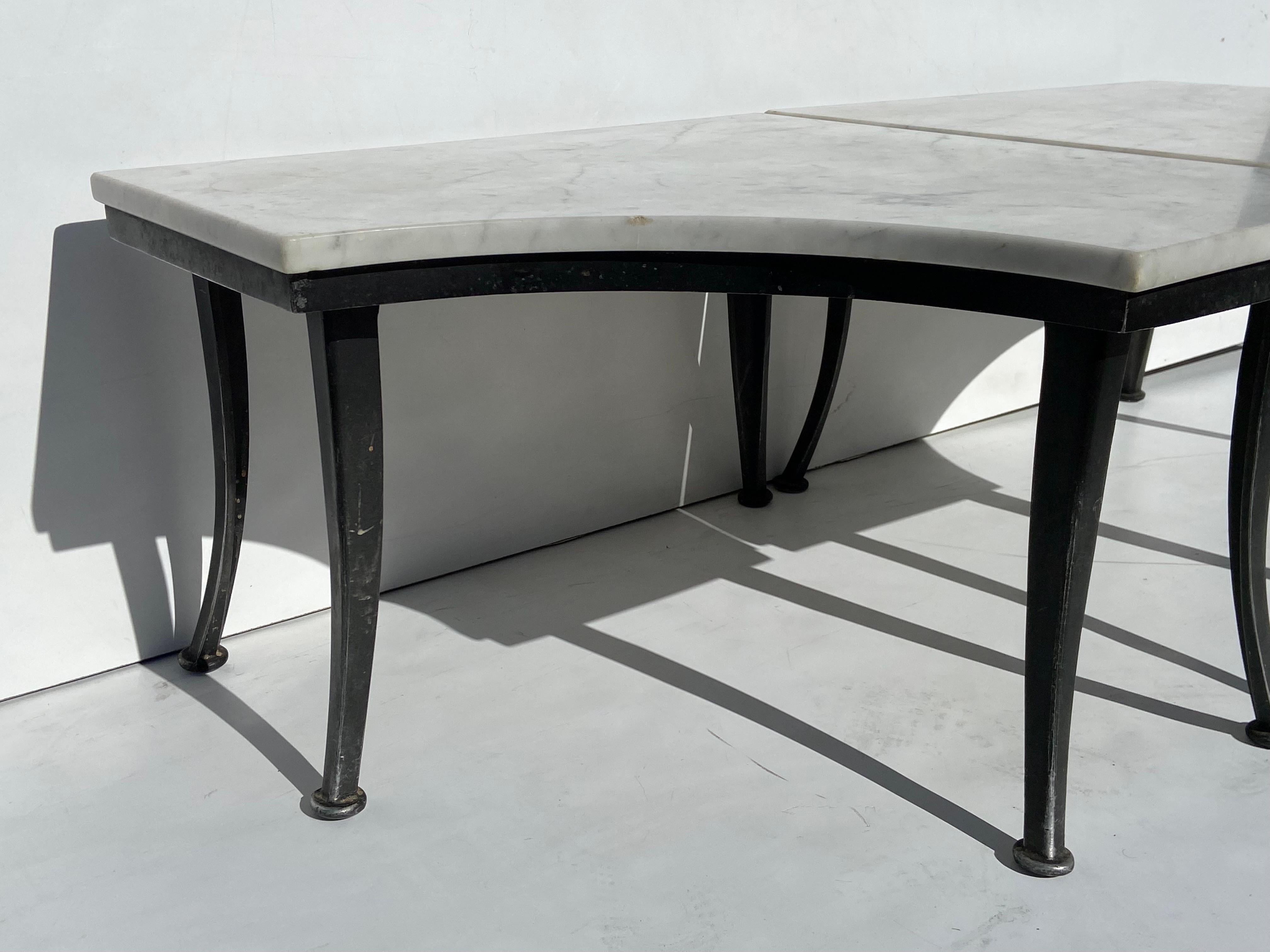 Vintage Klismos Style Cut Out Marble and Aluminum End Tables, a Pair ...