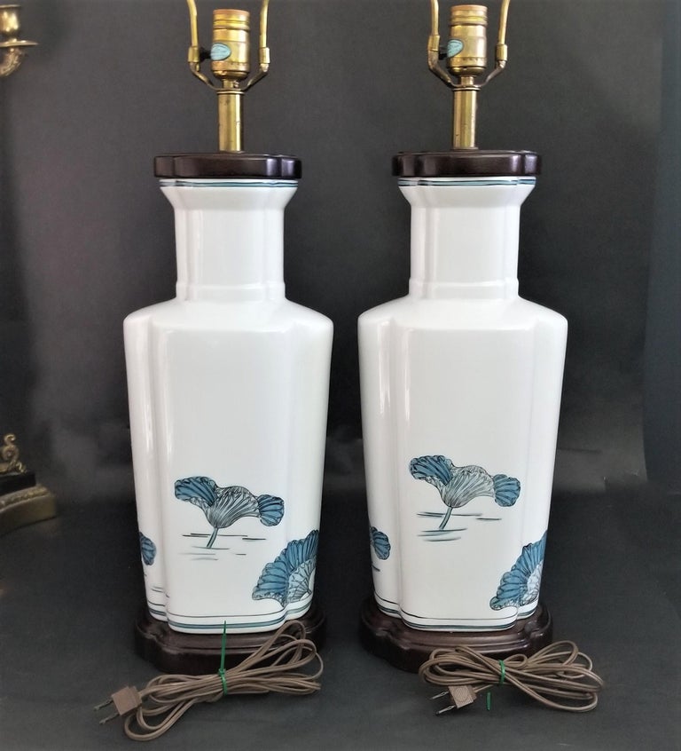 Vintage Knob Creek Asian Chinoiserie Porcelain Table Lamps, a Pair For ...