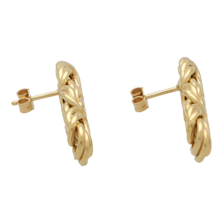 Vintage Knotted Long Drop Earrings Set in 18k Yellow Gold For Sale at ...