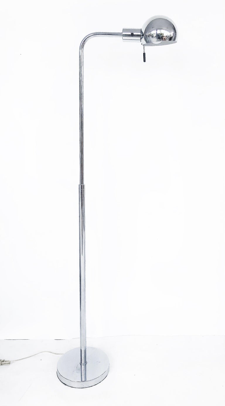 Vintage Koch and Lowy Chrome Adjustable Floor Lamp For Sale at 1stDibs