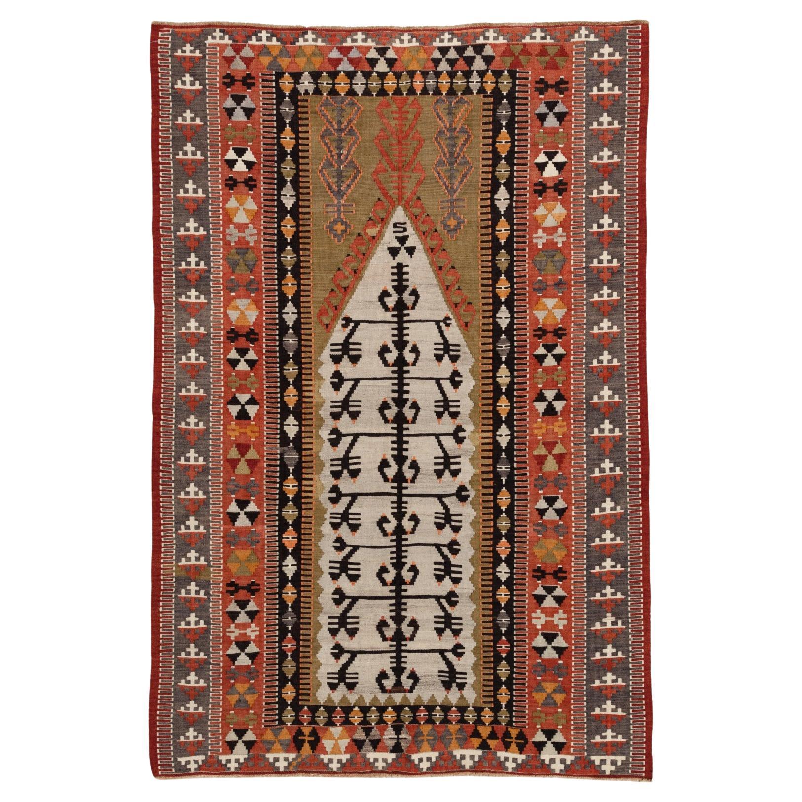 Antique Konya Obruk Kilim Central Anatolian Rug Vintage Turkish Carpet ...
