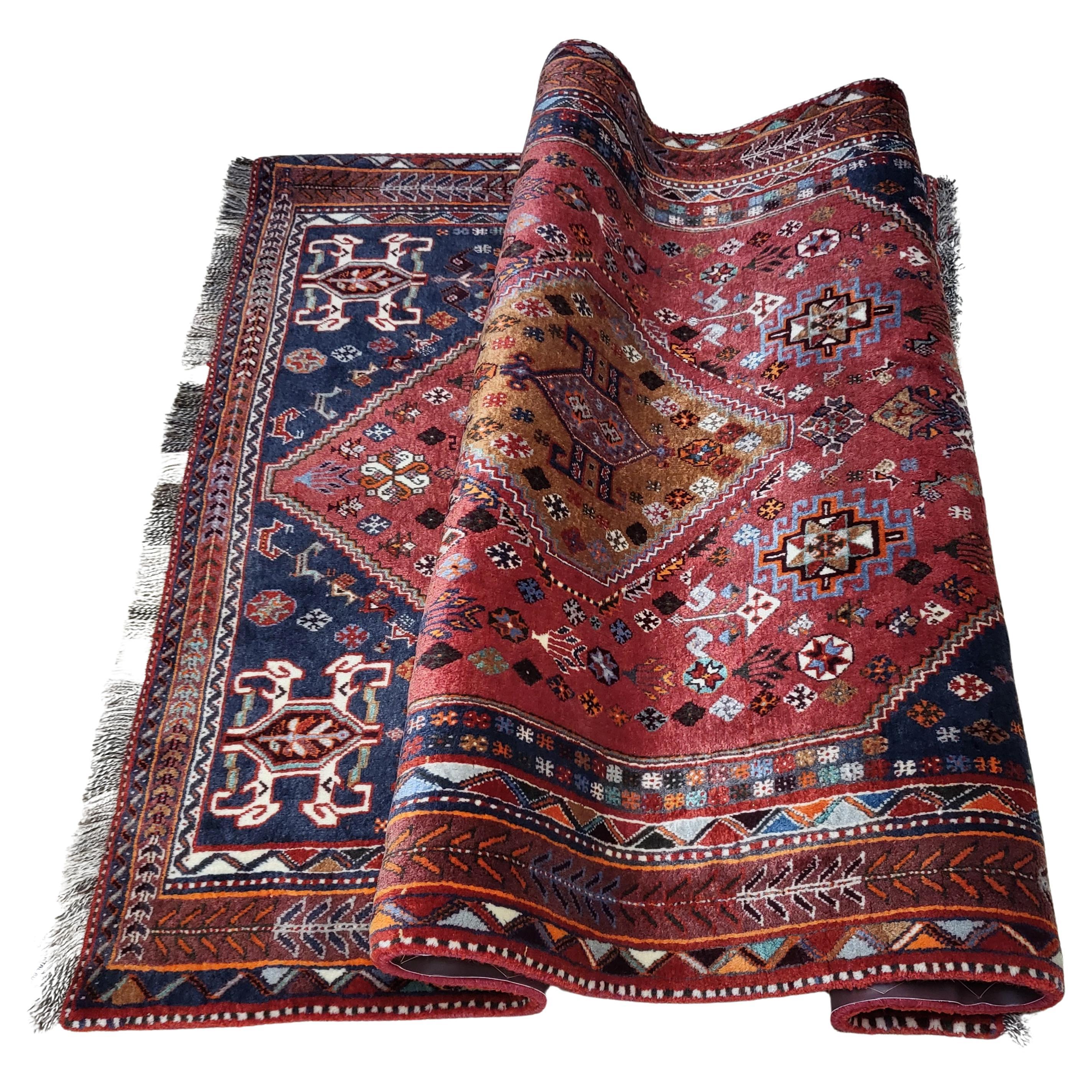 Vintage Koohi / Qashqai - Nomadic Persian Rug - Rust, Amber, Navy For ...