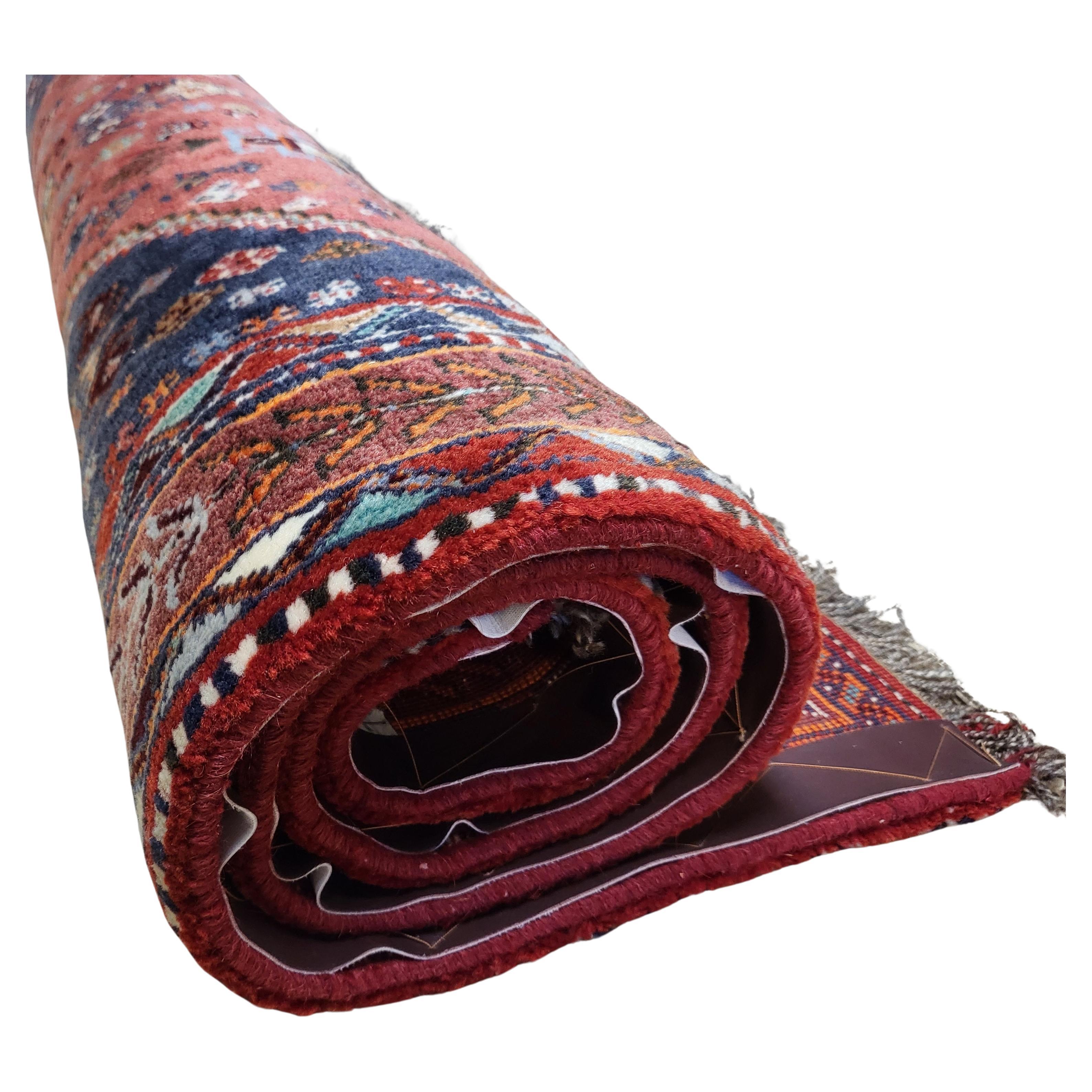 Vintage Koohi / Qashqai - Nomadic Persian Rug - Rust, Amber, Navy For ...