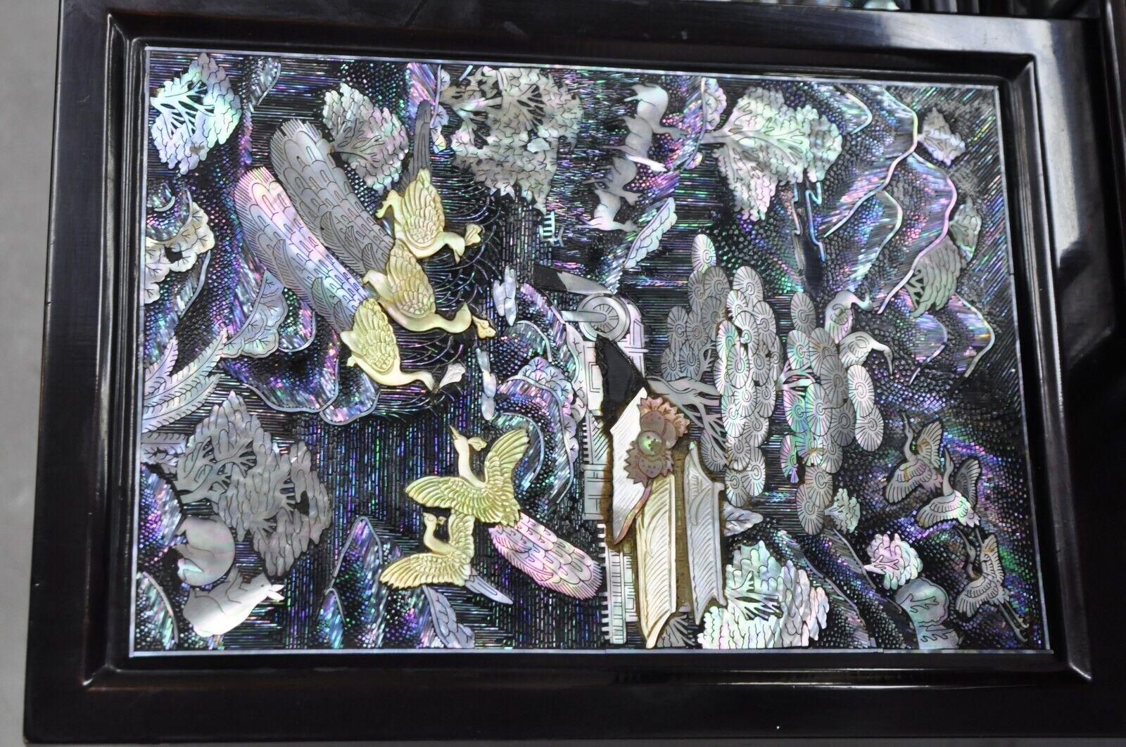 Vintage Korean Mother of Pearl Oriental Lacquer Low Vanity Table with ...