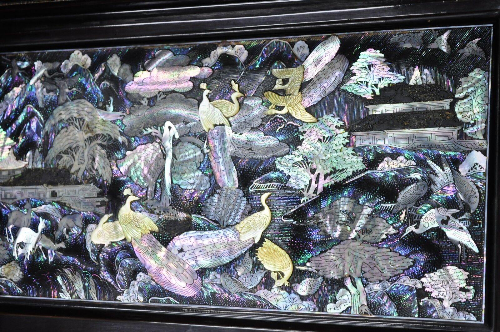 Vintage Korean Mother of Pearl Oriental Lacquer Low Vanity Table with ...