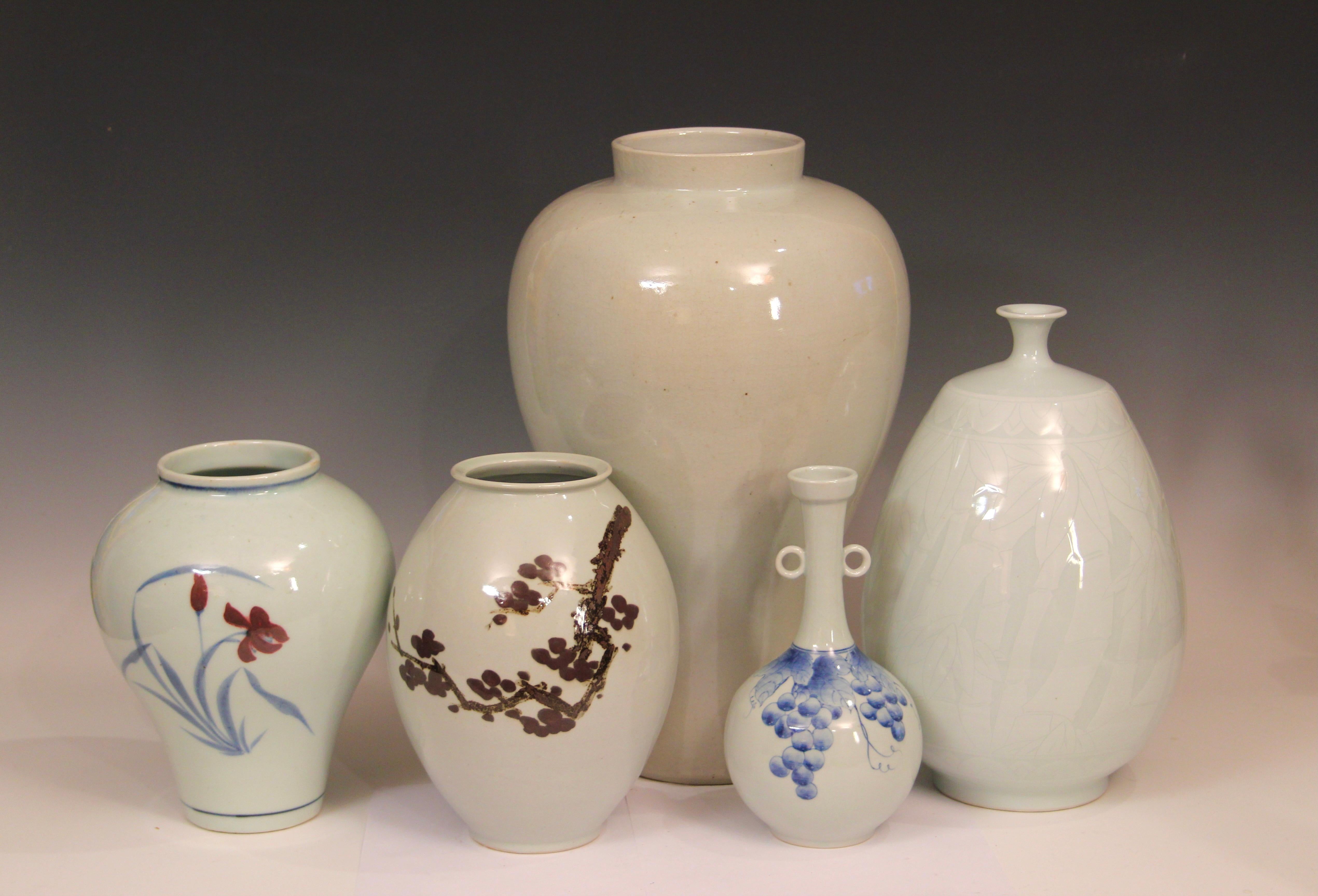 Vintage Korean Porcelain Moon Jar Crackle Glaze Vase Ikebana Zen Large ...