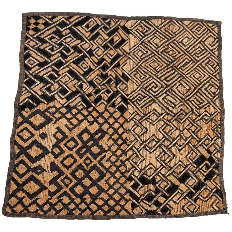 Vintage Kuba Raffia Textile Panel, Central Africa, Mid-20th Century at ...