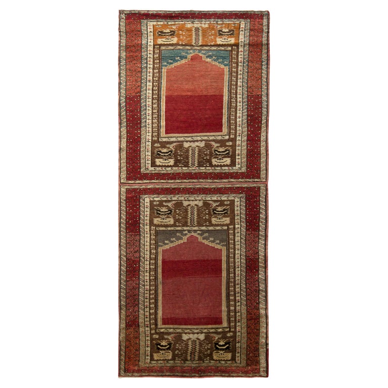 Vintage Kurdish Rug Red and Beige Brown Geometric Pattern by Rug and ...