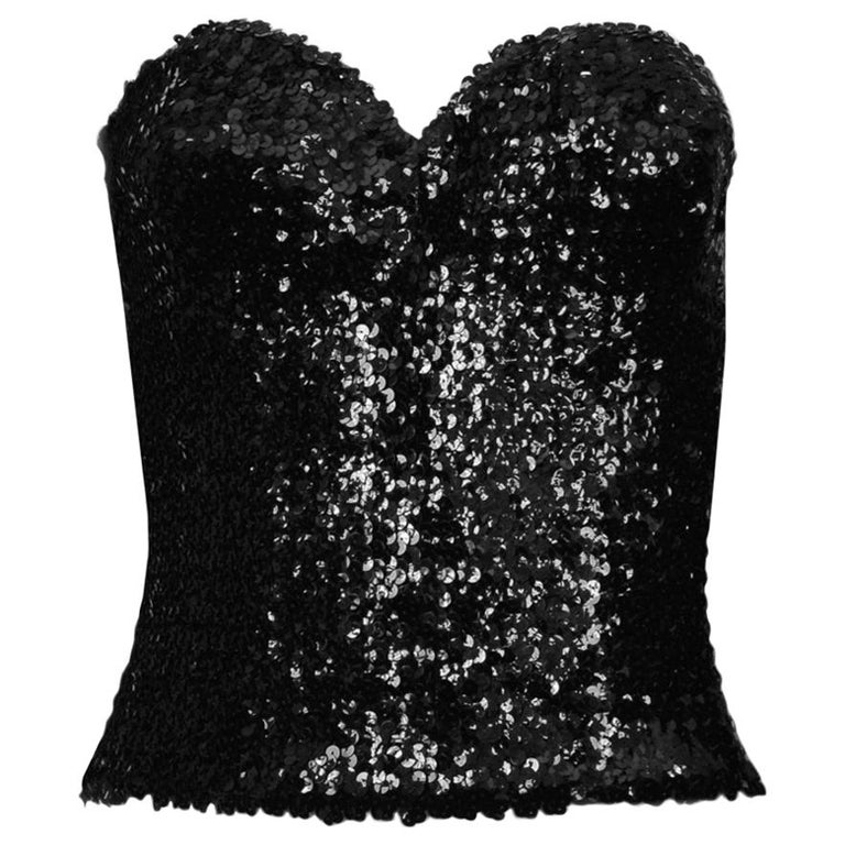 Vintage La Perla Black Sequin Bustier For Sale at 1stDibs