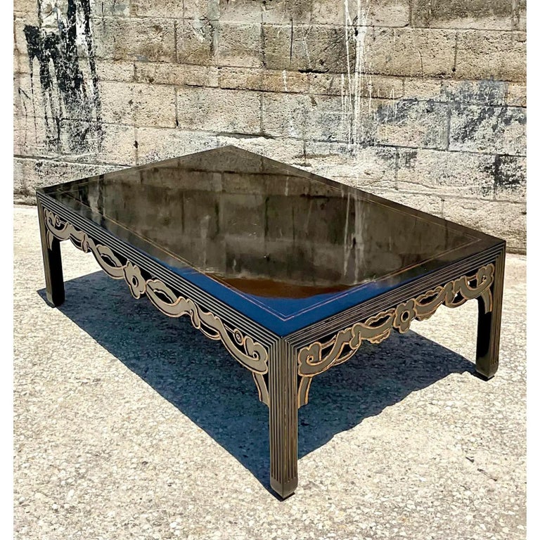 Vintage Lacquered Gilt Trim Coffee Table at 1stDibs