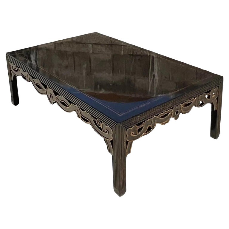 Vintage Lacquered Gilt Trim Coffee Table at 1stDibs