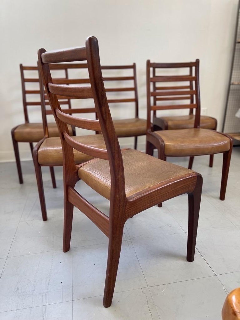 Vintage Ladder Back Dining Chairs, Possibly Teak, Set of 6 UK Import ...