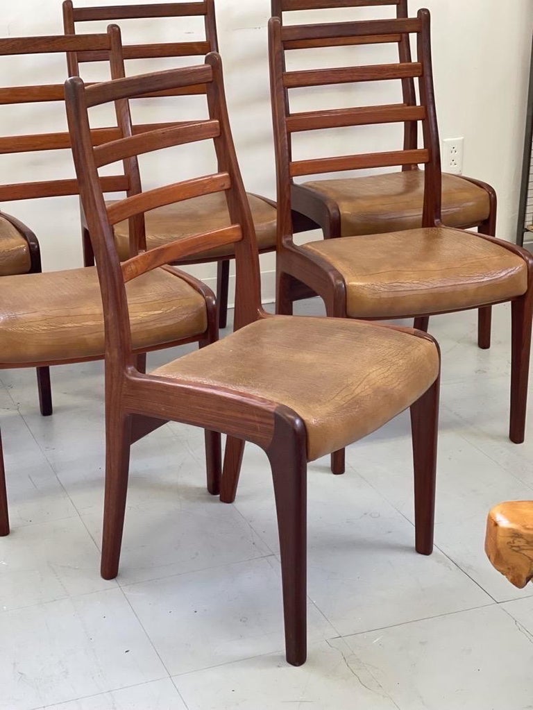 Vintage Ladder Back Dining Chairs, Possibly Teak, Set of 6 UK Import ...